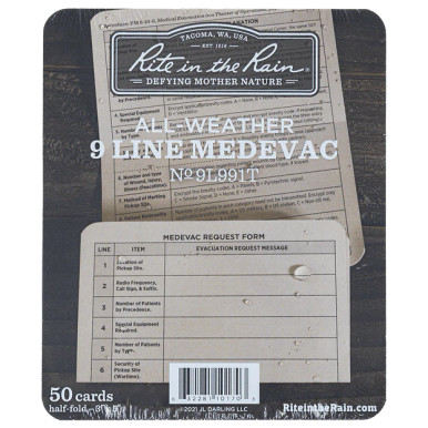 9-Line Medevac Combat Card, 5"x6", (50/pk)