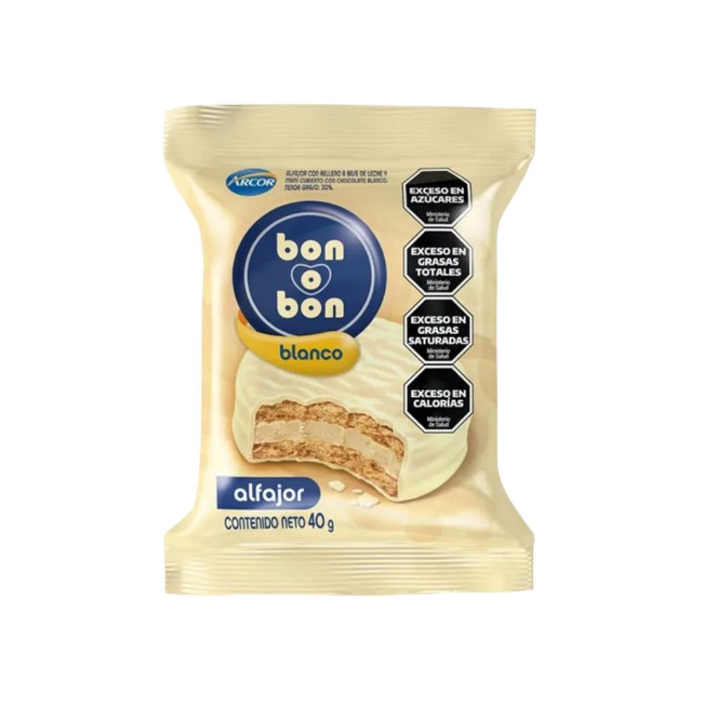 Bon o Bon White Chocolate Alfajor with Peanut Butter Filling, 40 g / 2. ...