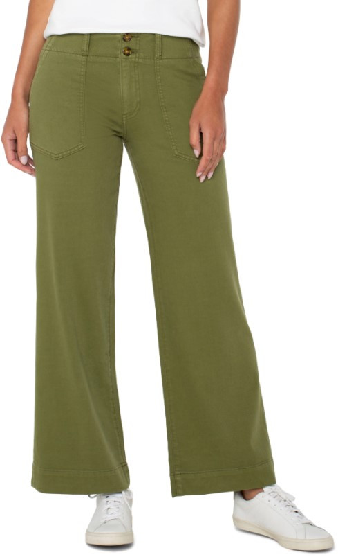 Liverpool Los Angeles Hannah Utility Patch Pocket Wide Leg - Hemlock