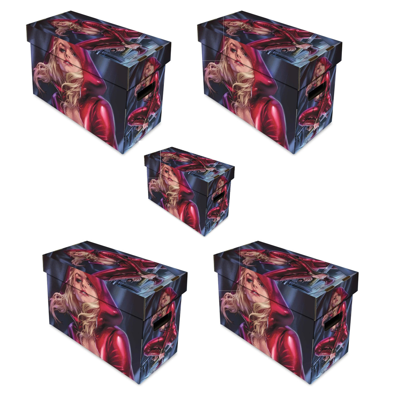 5 Short Comic Boxes - Art- Red Agent