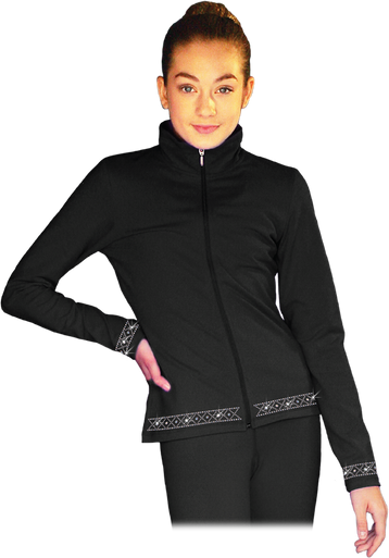 JS735 Solid Black Elite Figure Skating Jacket w/ Thumb Holes w/ Thumb ...