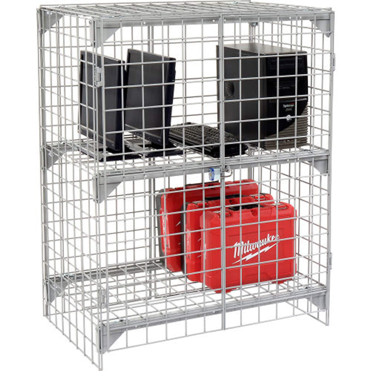 Wire Mesh Security Locker with Shelf and Lockable Doors, 36" W x 24" D ...