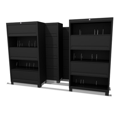 Flipper Door Cabinets on Tracks, 156" W x 56" D x 89.75" H, 4 ...