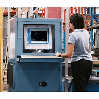 Dust Proof Computer Cabinet, 63.25" H, Fixed Printer Shelf, Fixed ...