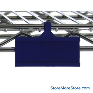 Wire Shelf Label Holders, 3" W x 0.1" D x 1.5" H, Blue, Blue