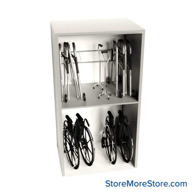 Wheelchair and Walker Shelving, 48" W x 36" D x 88" H