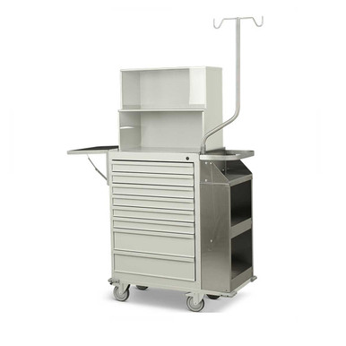 8-Drawer Orthopedic Cart With Side Cabinet, 21" Deep