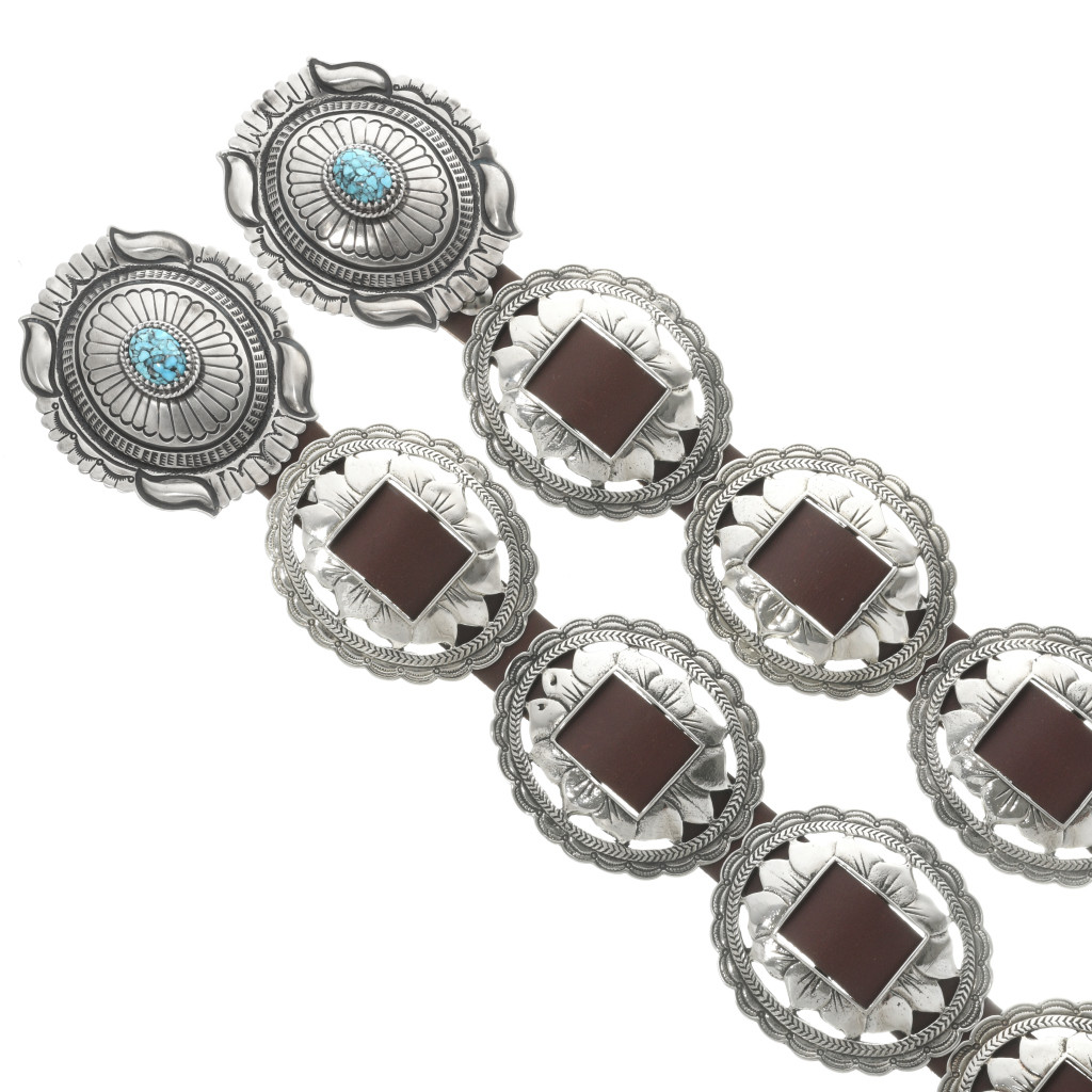 Jim Morrison Concho Belt Navajo Silver Turquoise Design 24557