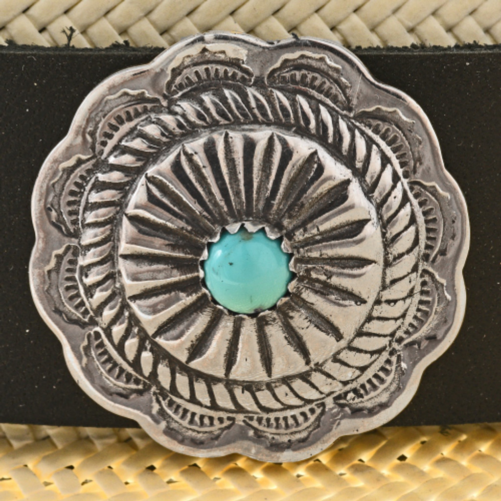 Navajo Turquoise Sterling Concho Hat Band 25896 Navajo Turquoise Sterling Concho Hat Band 25896