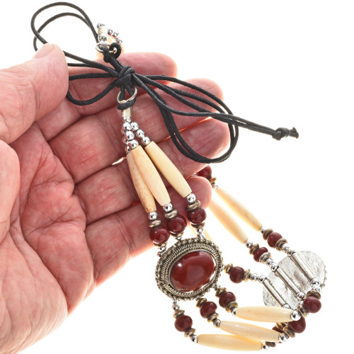 Apache Style Red Bone Choker 19717