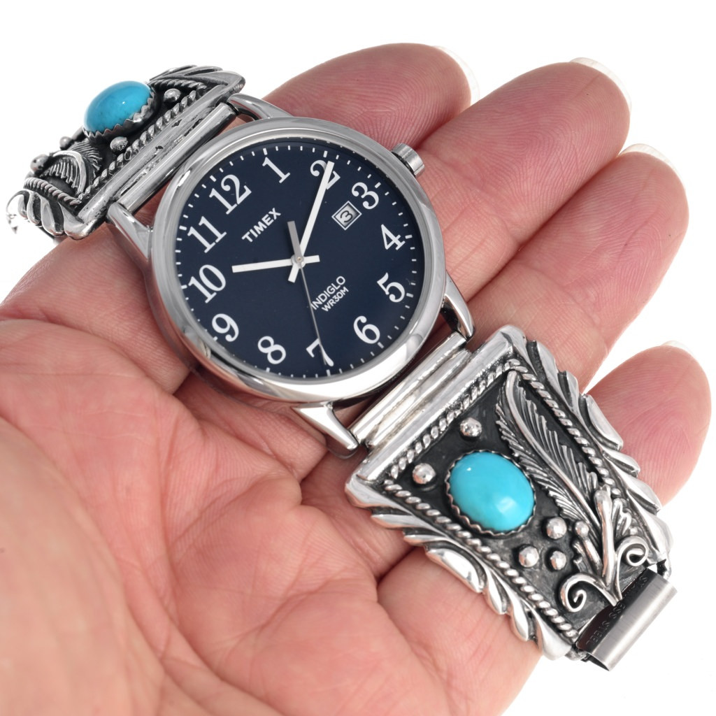 NICE! Native American Genuine Turquoise Mens Watch 23682