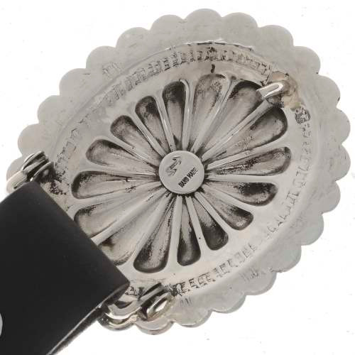 Hammered Silver Jim Morrison Concho Belt on Genuine Leather 24238