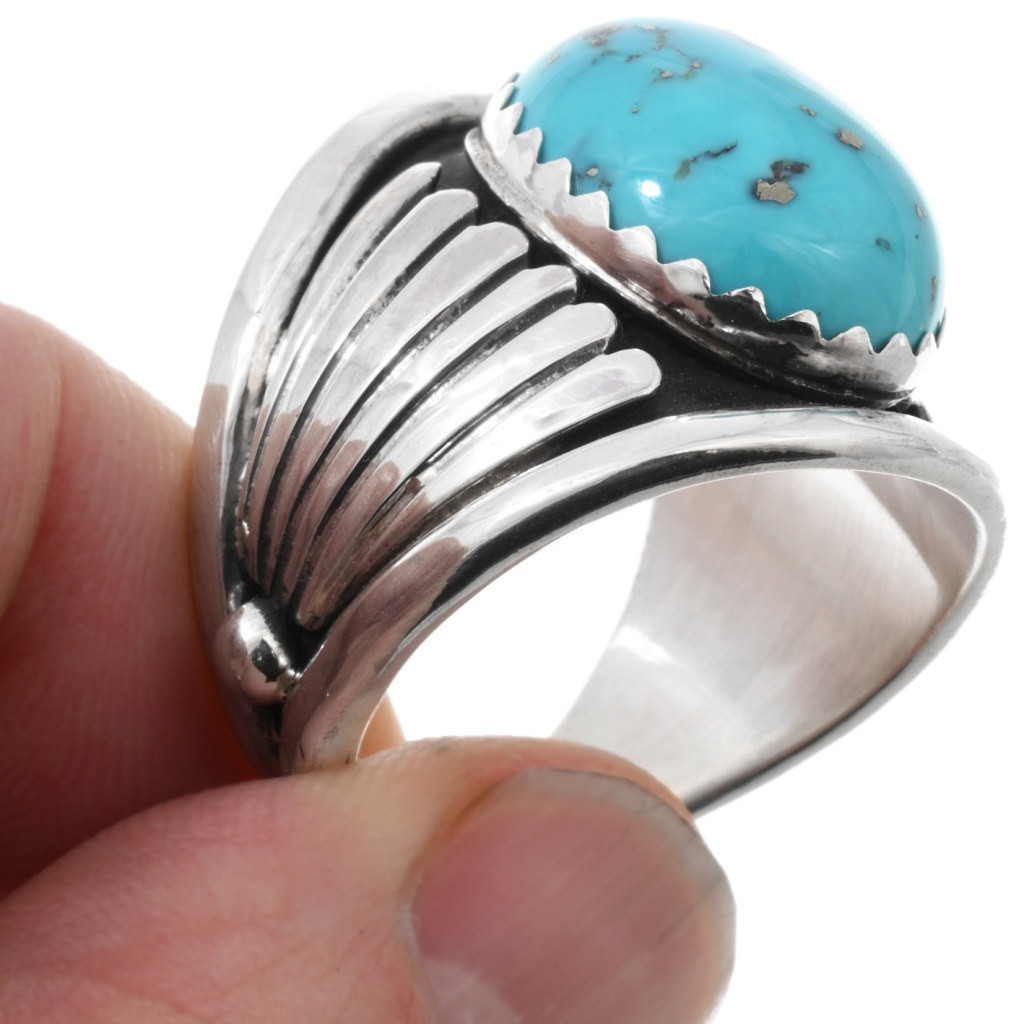 Navajo Turquoise Silver Mens Ring Big Boy Sterling Sizes 23189