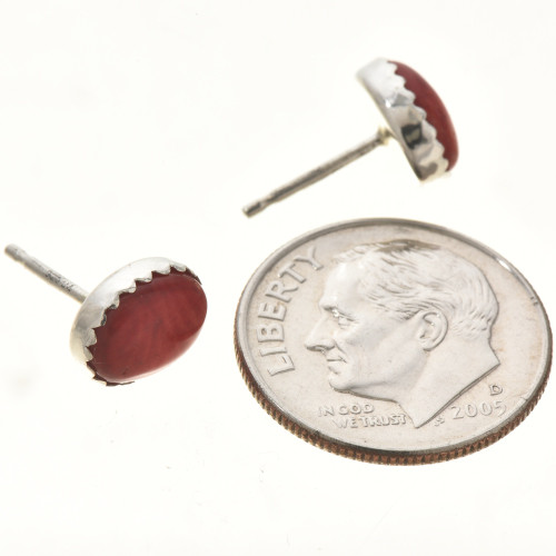 Native American Red Coral Stud Earrings 28460