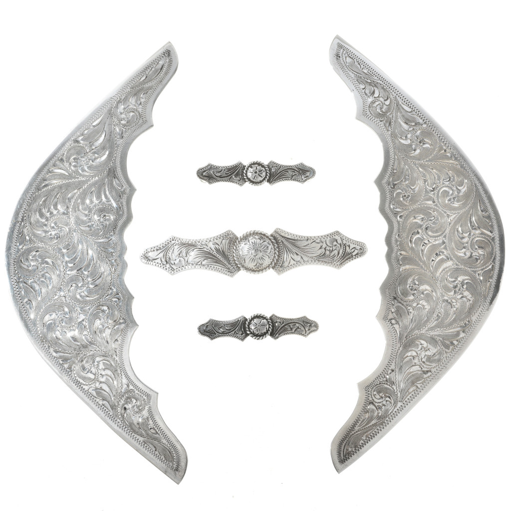 Vintage Fancy Engraved Silver Saddle Trim