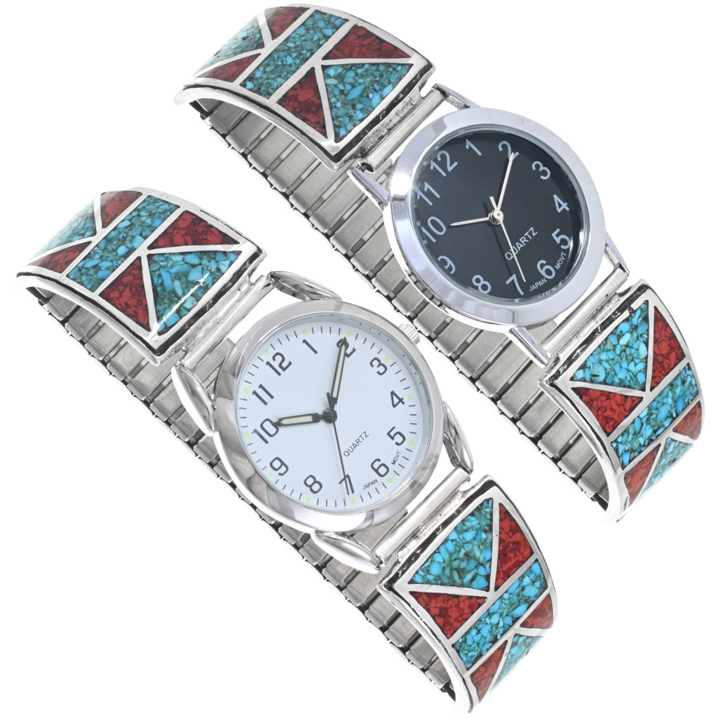 Navajo Turquoise Coral Mens Watch 33919