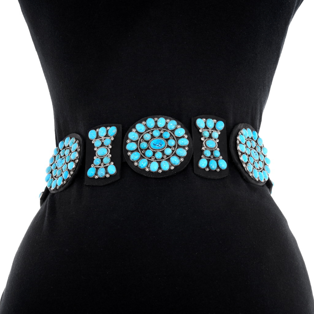 Native American Cluster Turquoise Sterling Concho Belt Any Size 40480