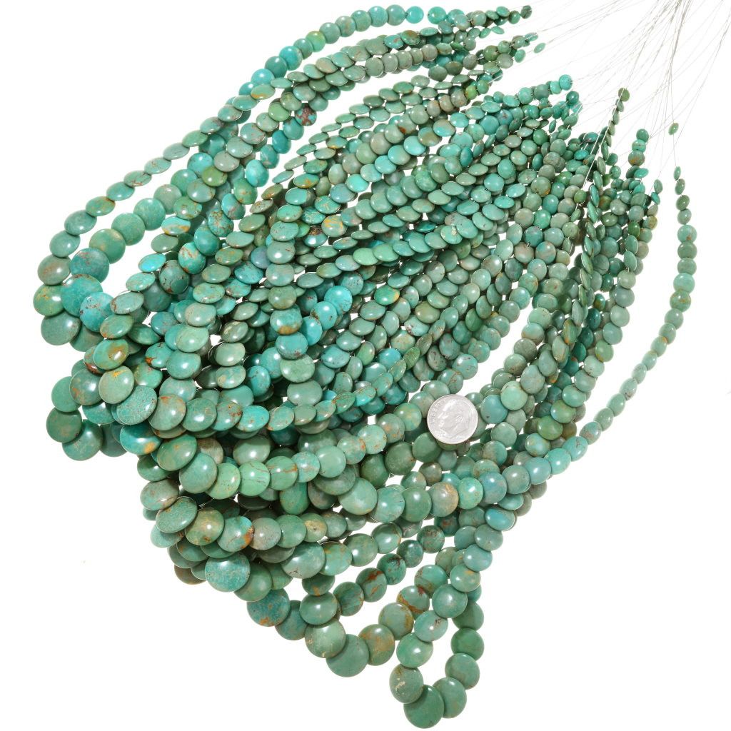 Graduated Turquoise Beads Overlapping Disc High Grade Green 15mm to 5mm ...