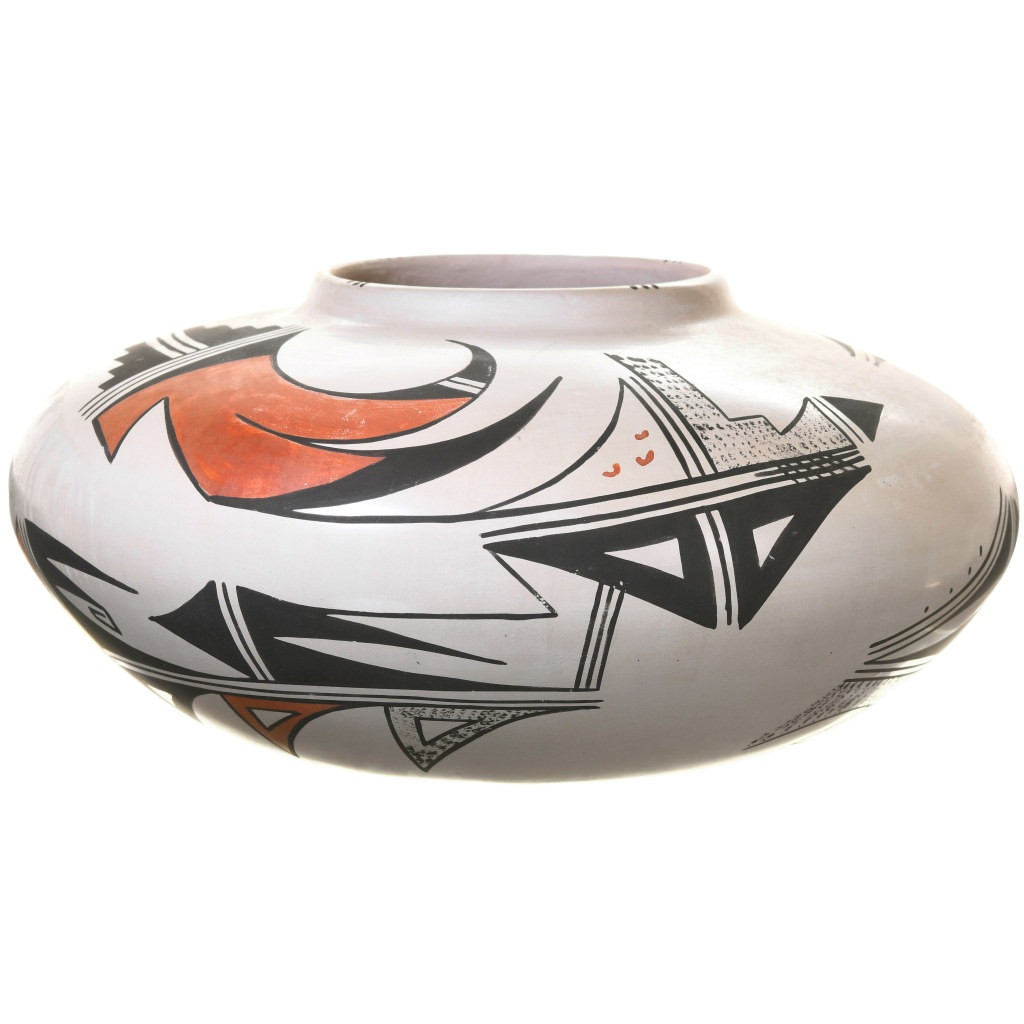 Vintage Frog Woman Hopi Pottery by Joy Navasie Wide Whiteware 40917