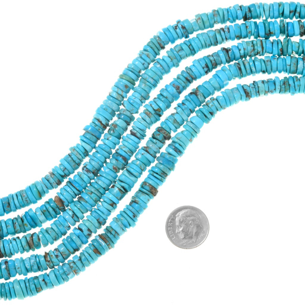 High Grade Turquoise Disc Beads 7-8mm 16 inch Strand 37244