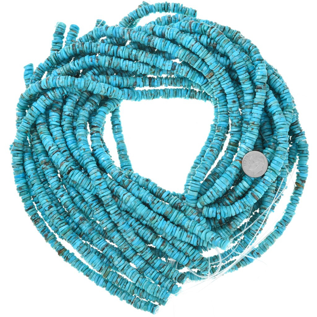 High Grade Turquoise Disc Beads 7-8mm 16 inch Strand 37244