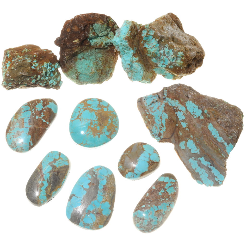 Genuine Number 8 Turquoise Sliced Rough Medium Size One Pound Lot 37154