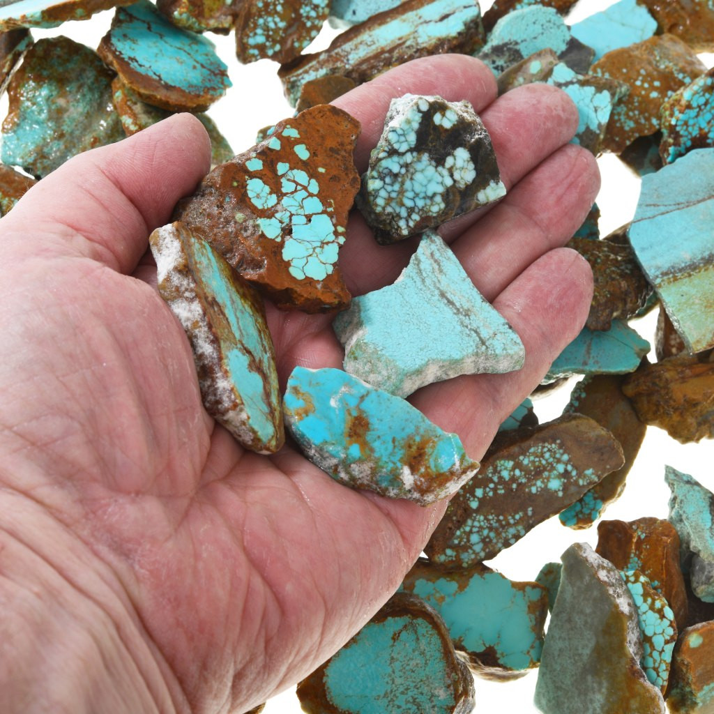 Genuine Number 8 Turquoise Sliced Rough Medium Size One Pound Lot 37154