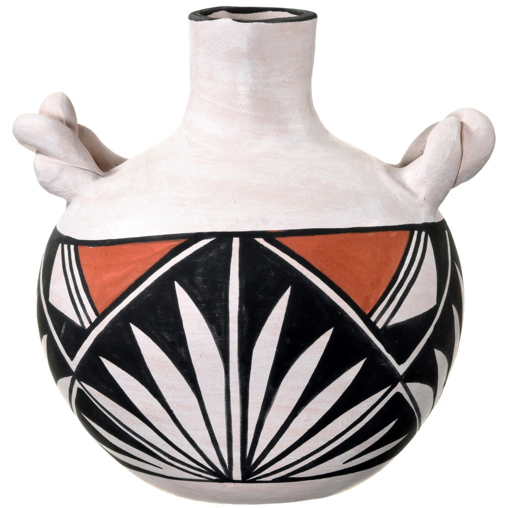 Small Acoma Pottery Canteen Olla with Handles 37306