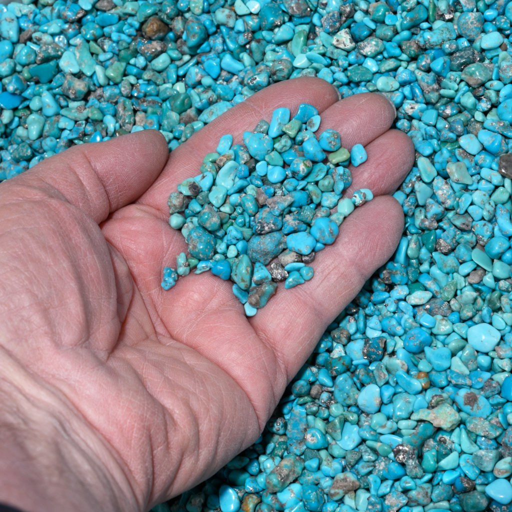 Hand Sorted Bright Blue Natural Turquoise Tumbled Mini Nuggets 1/4 lb 37359