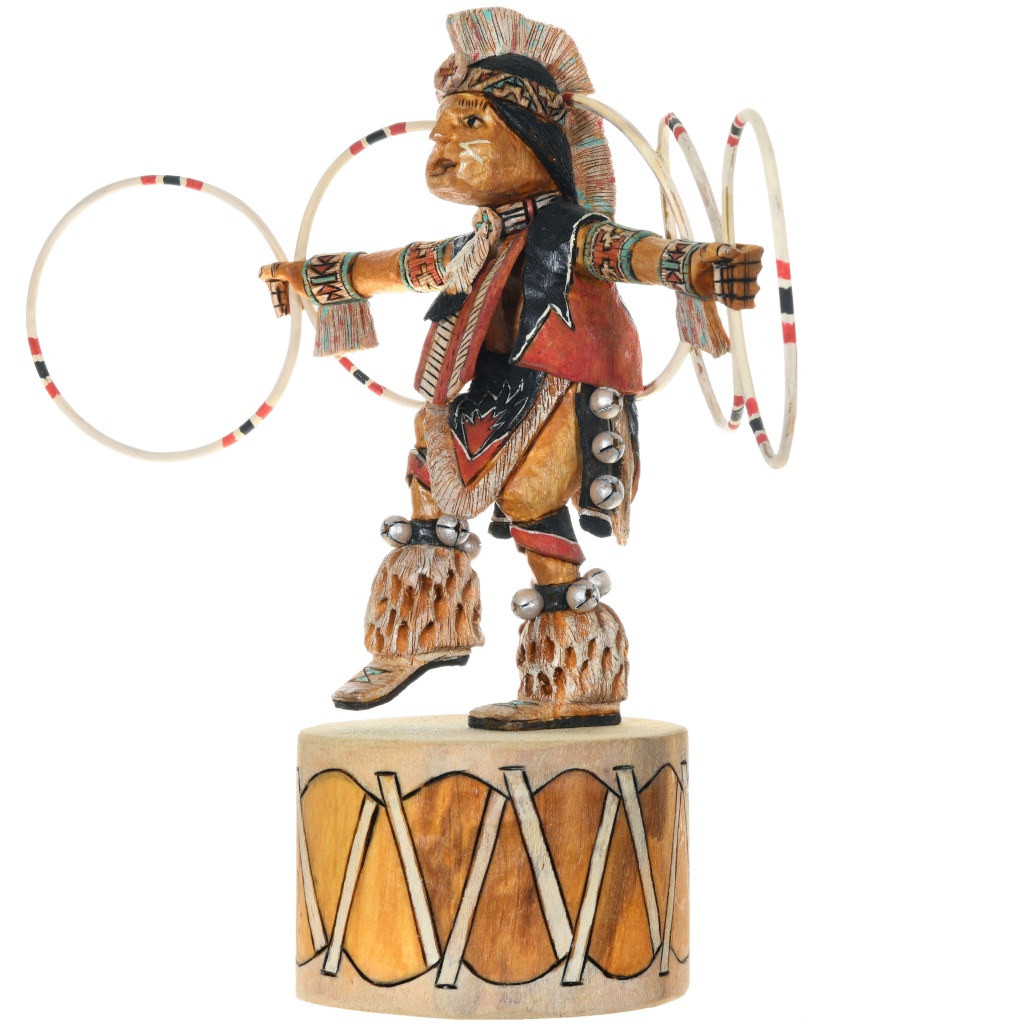 Awesome Hand Carved Cottonwood Hopi Hoop Dancer Kachina 42142