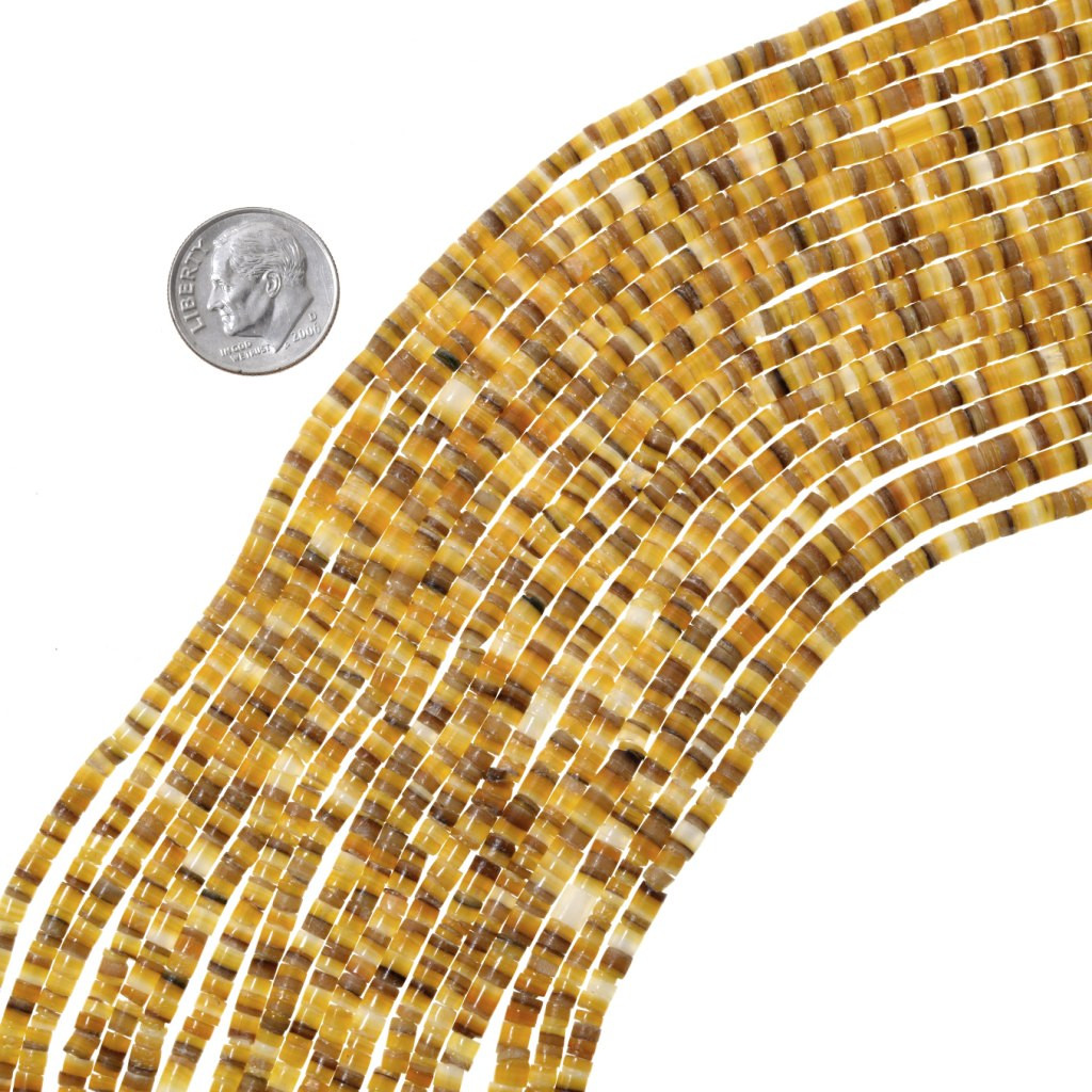 Gold Lip Shell Heishi Beads Natural Santo Domingo Style 2-3mm Wide 37476