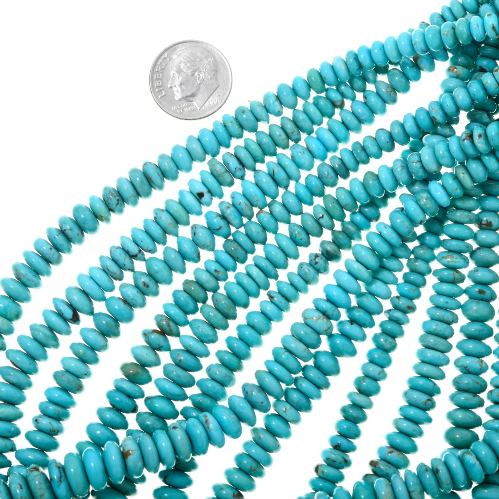 Graduated Real Turquoise Rondelle Beads 5mm to 10mm 37490
