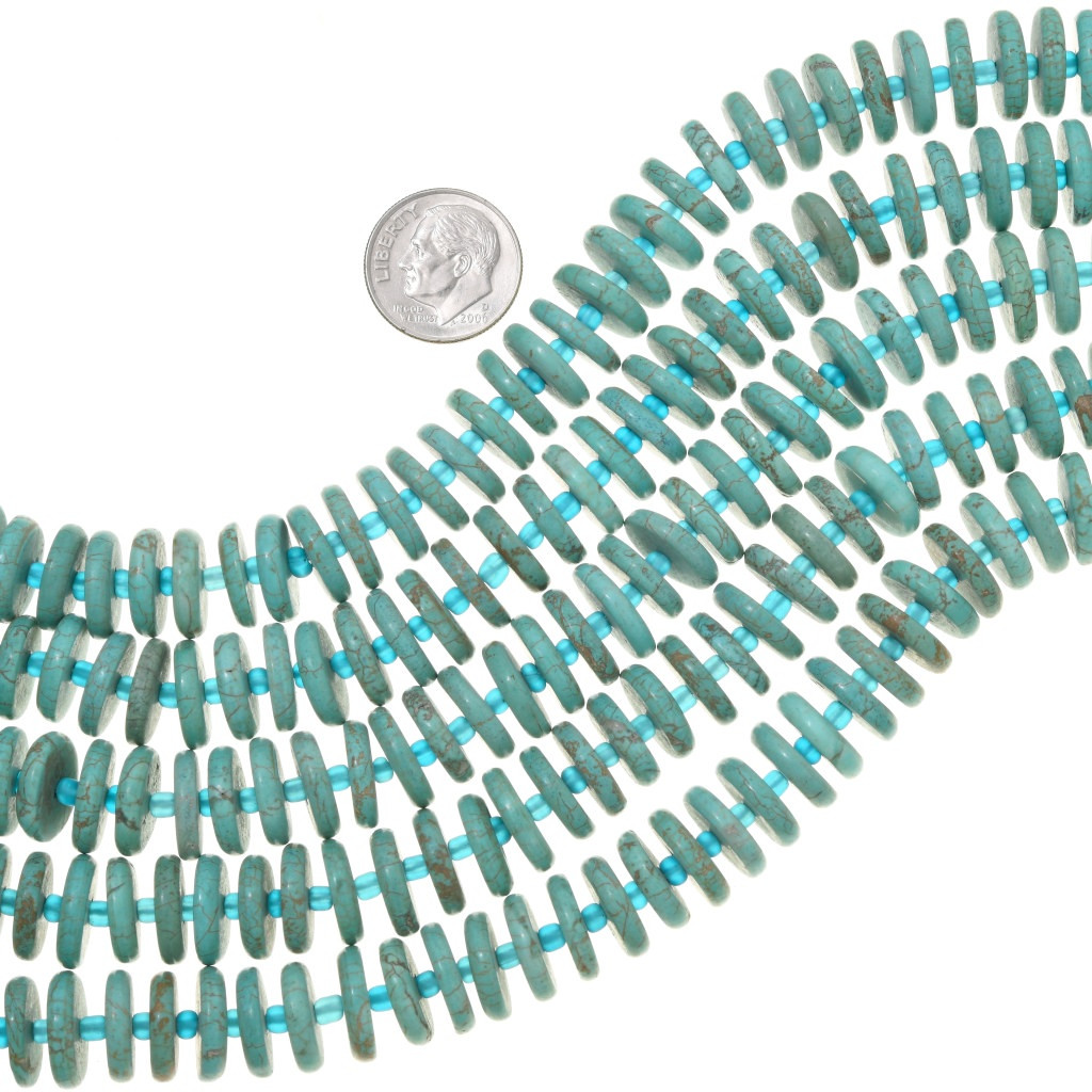 Large Turquoise Disc Beads Number 8 Color 12mm 16 inch Strand 37496