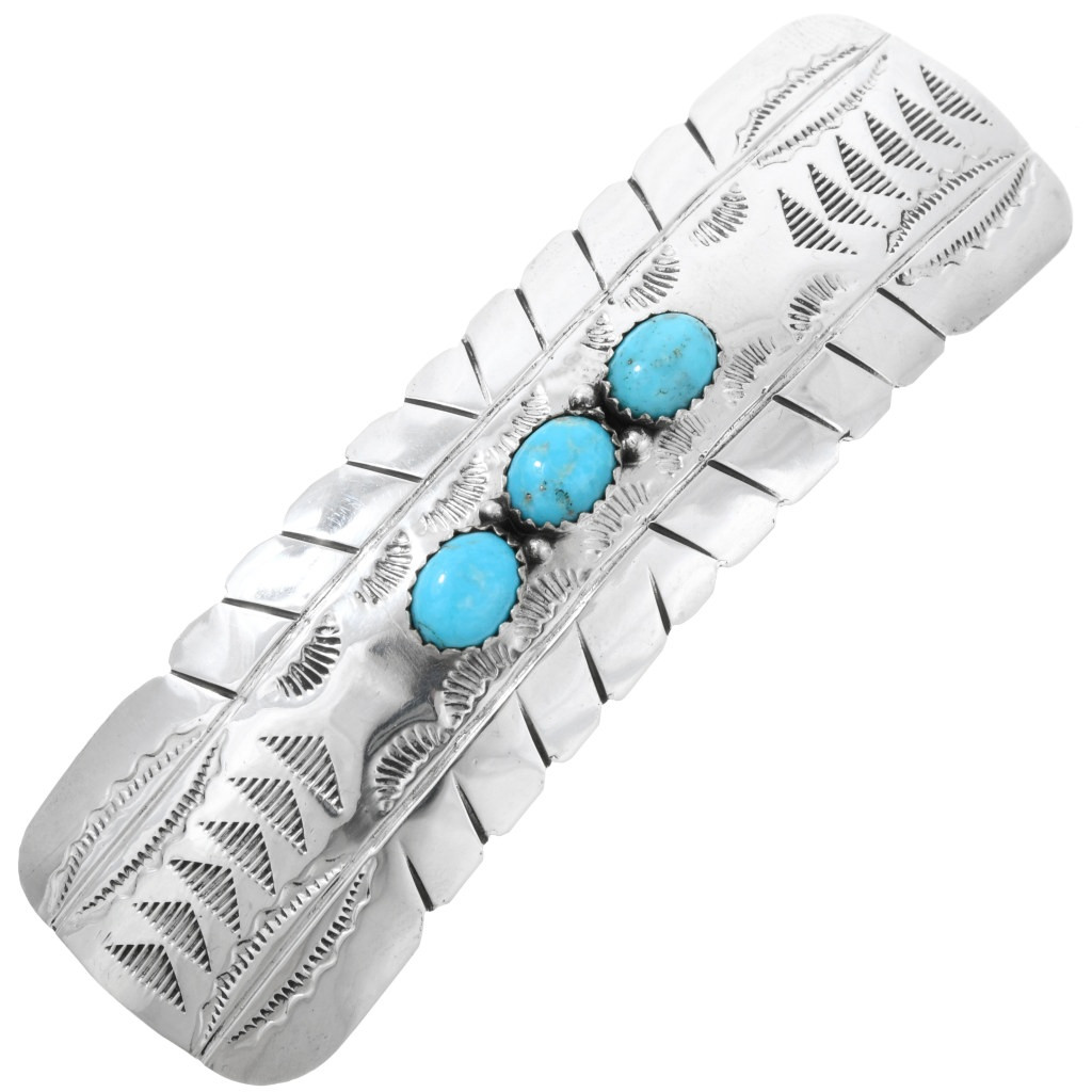 Gorgeous Southwest Sterling Gift! Navajo Turquoise Silver Barrette 42210