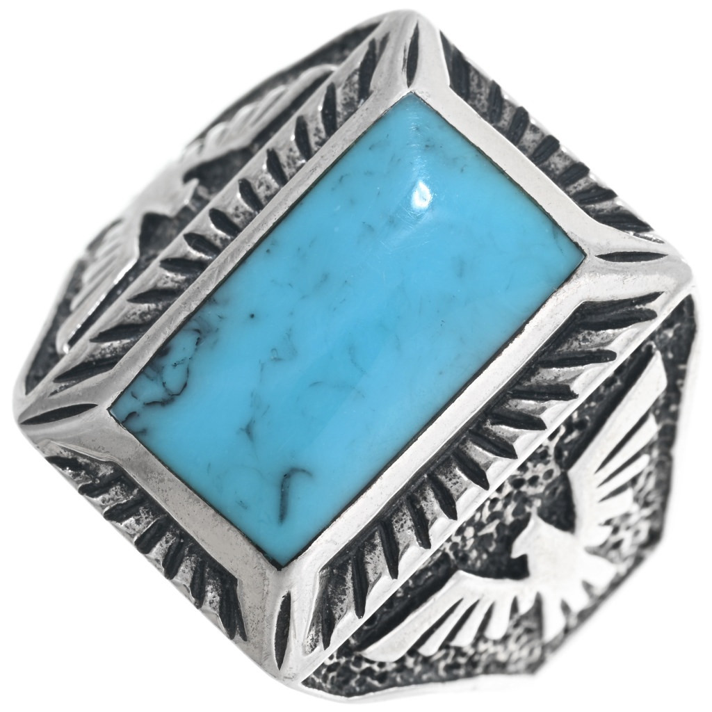 Ithaca Peak Turquoise Southwestern Sterling Silver Men's Thunderbird ...