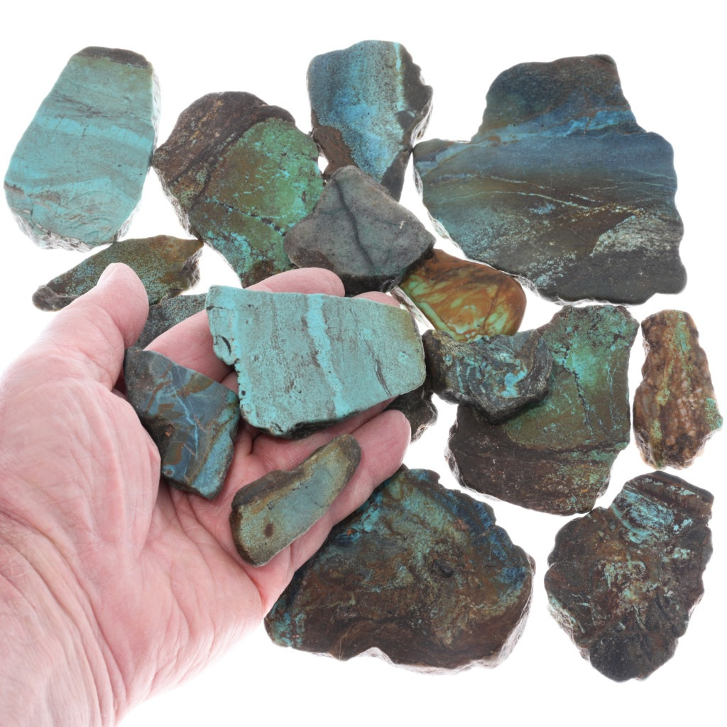 Number 8 Turquoise Rough Smokey Gradient Sliced One Pound Lot 37616