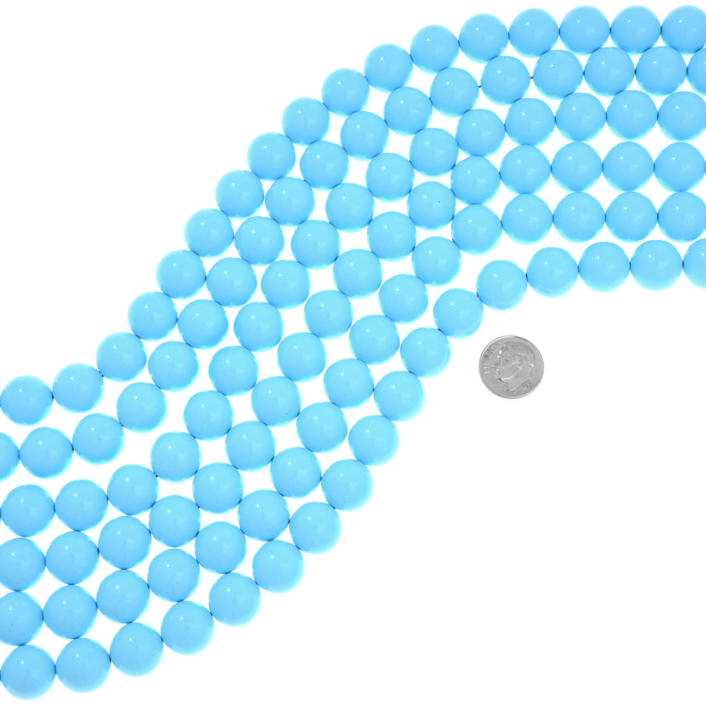 14mm Sleeping Beauty Blue Turquoise Beads Round 16" Strand 37631