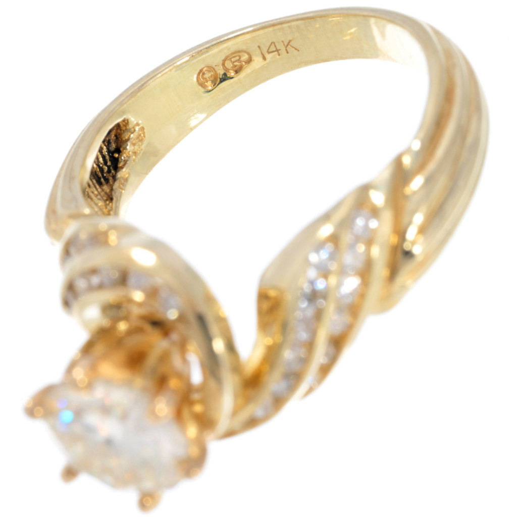 14k Yellow Gold Diamond Ladies Swirl Design Ring 43317