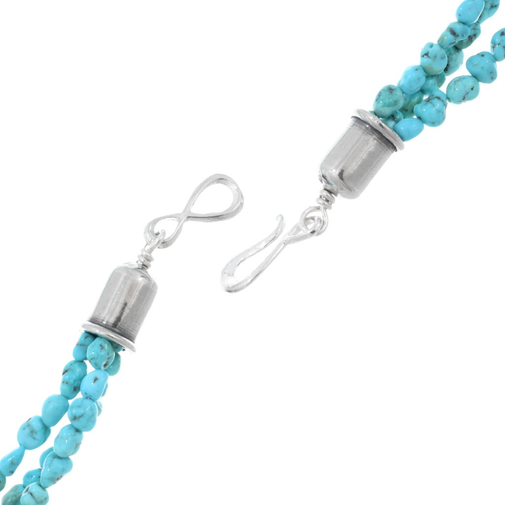 Three Strand Natural Turquoise Nugget Necklace 43610