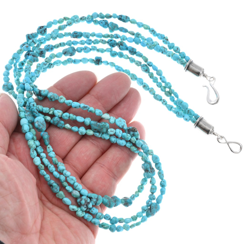 Three Strand Natural Turquoise Nugget Necklace 43610