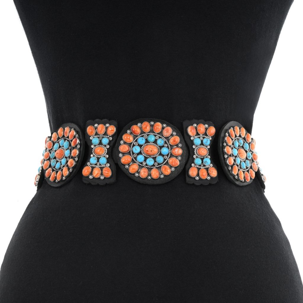 Navajo Cluster Spiny Oyster Shell Turquoise Traditional Navajo Concho ...