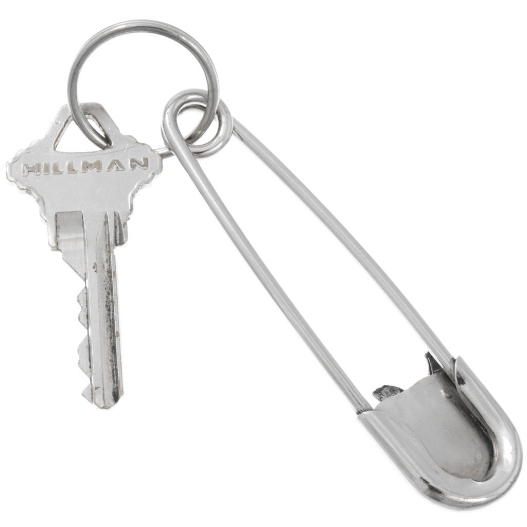 Native American Eagle Turquoise Coral Silver Key Ring Safety Pin 43718