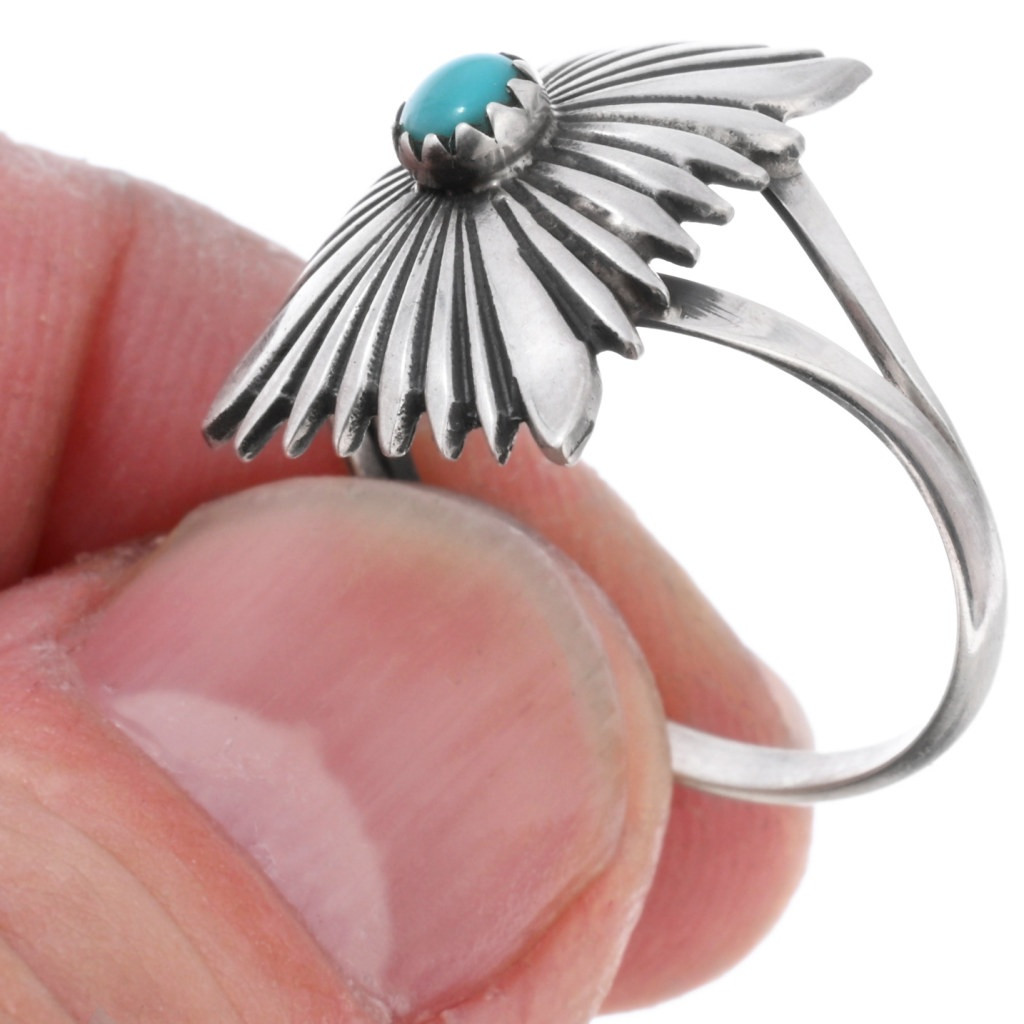 Navajo Sterling Silver Square Concho Ring by Jamie Saunders 43828