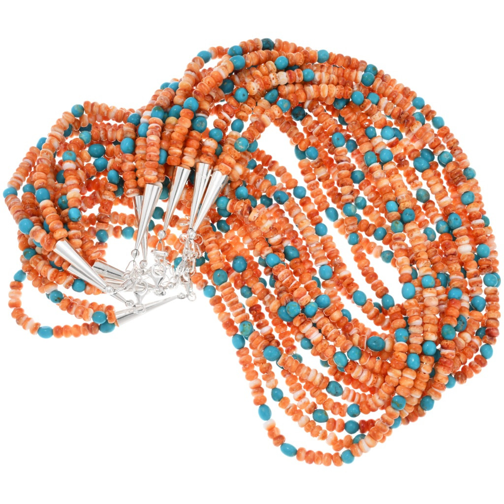 Spiny Oyster Turquoise Beaded Necklace by Lula Begay 43893