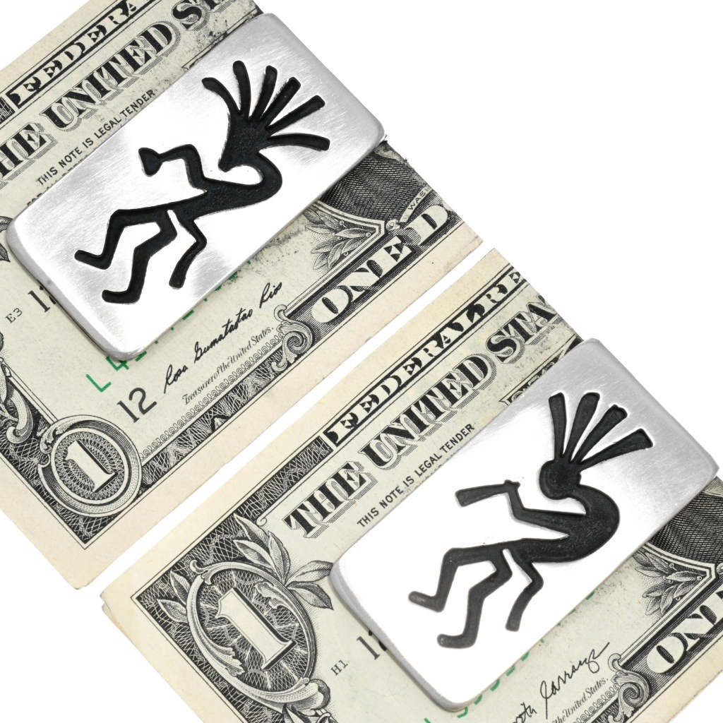 Kokopelli Flute Player Silver Money Clip Handmade by Thomas Bega 43927