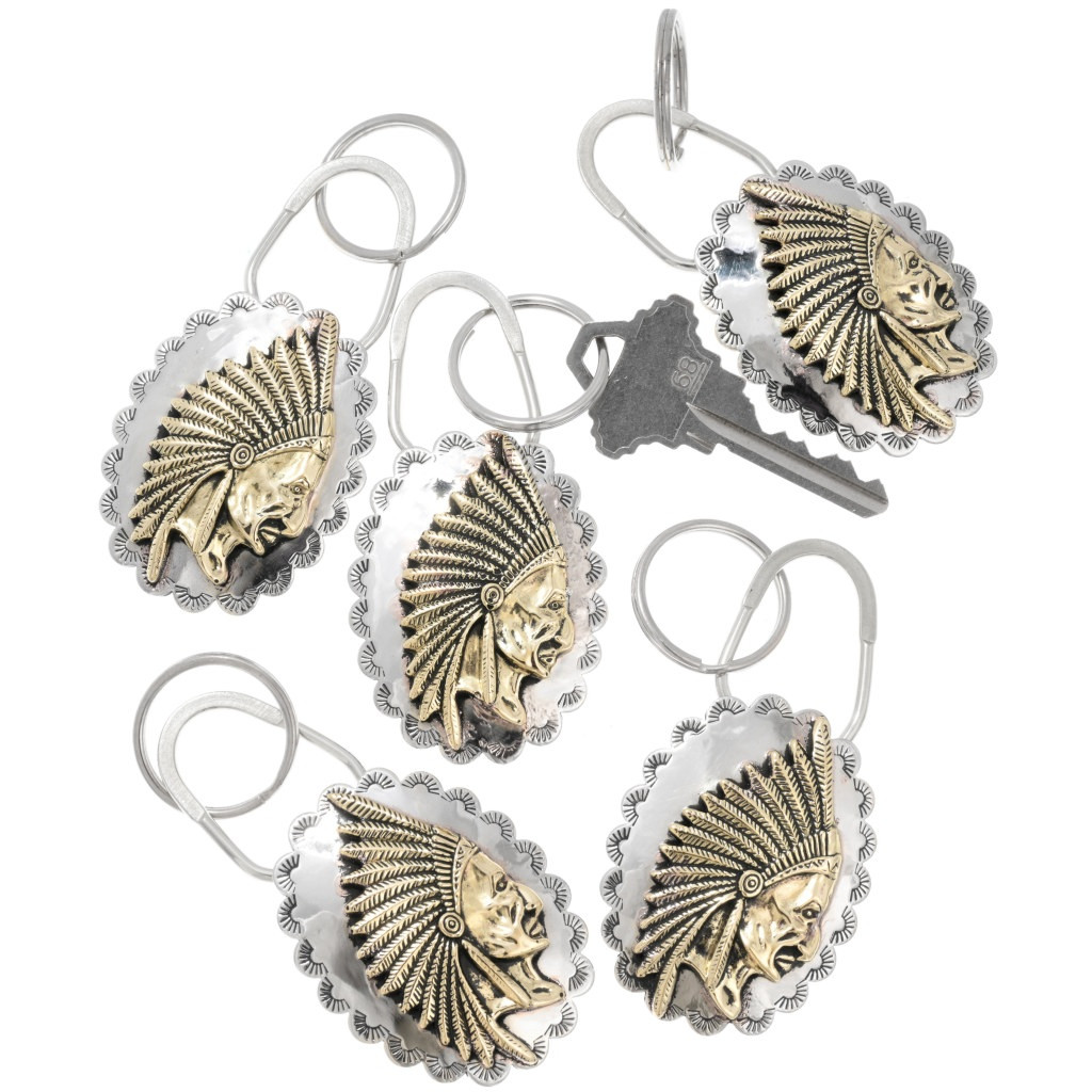 Native American Warrior Design Silver Concho Key Ring 44150