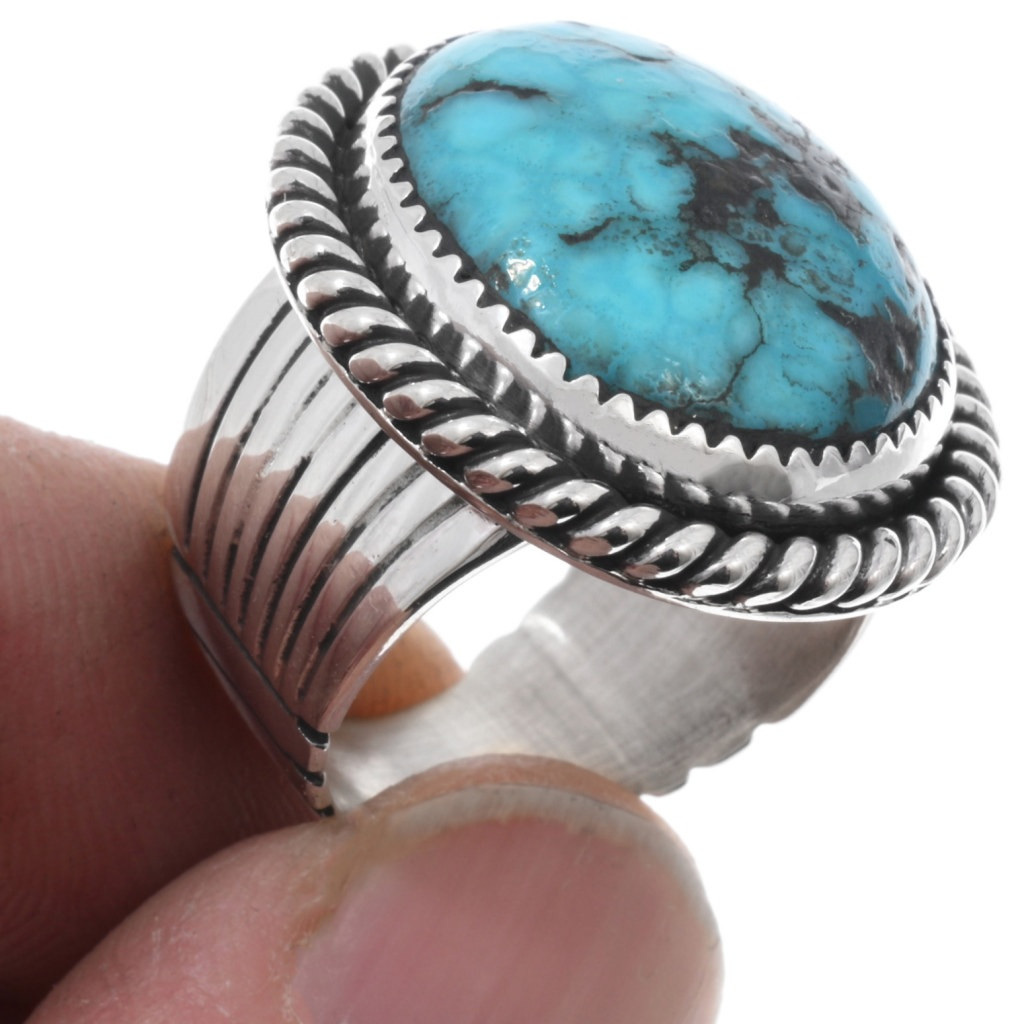 Sterling Silver Ithaca Peak Turquoise Mens Ring 44197