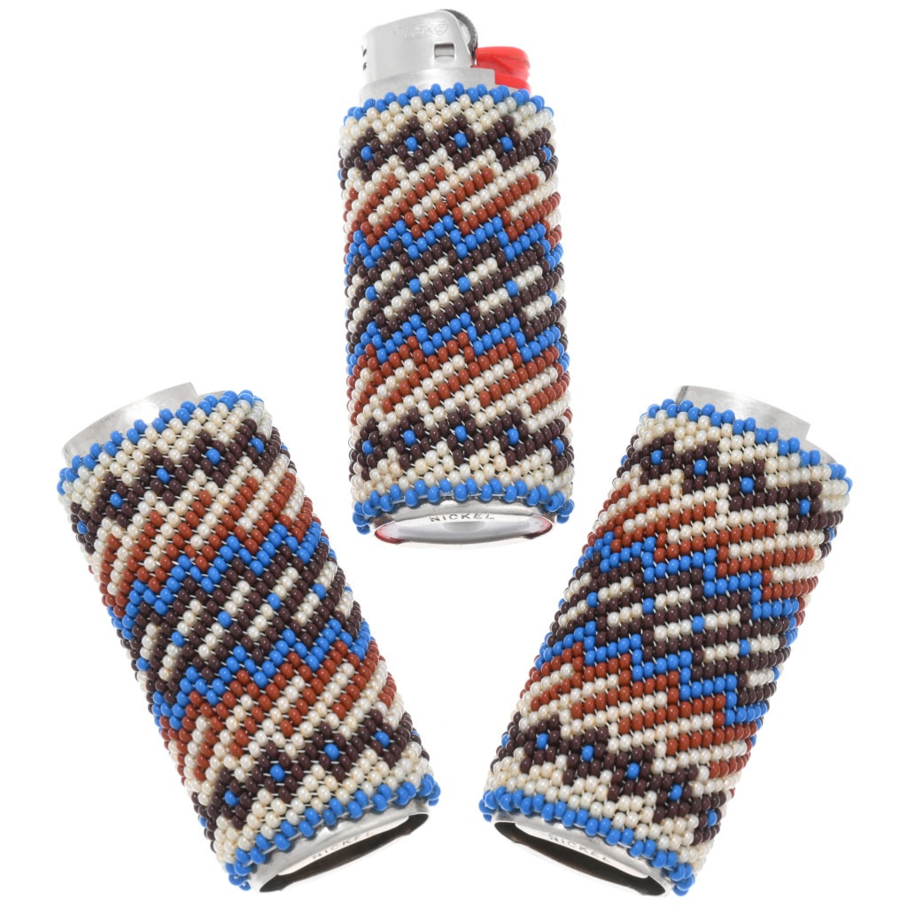 Native American Brown Beaded Bic Lighter Case Cover by Aurelia Joe 44212
