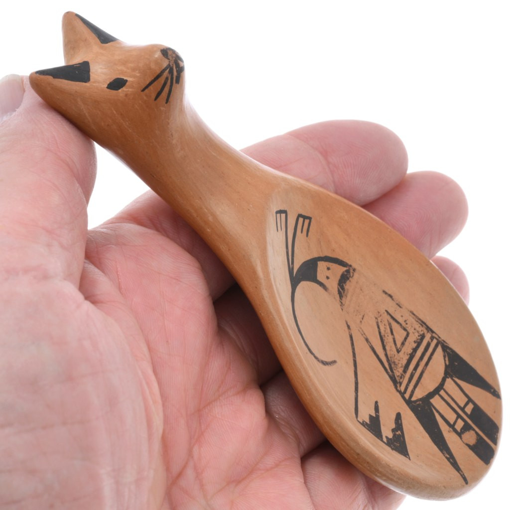 Old Hopi Pottery Cat Design Ladle by Bessie Namoki 44225