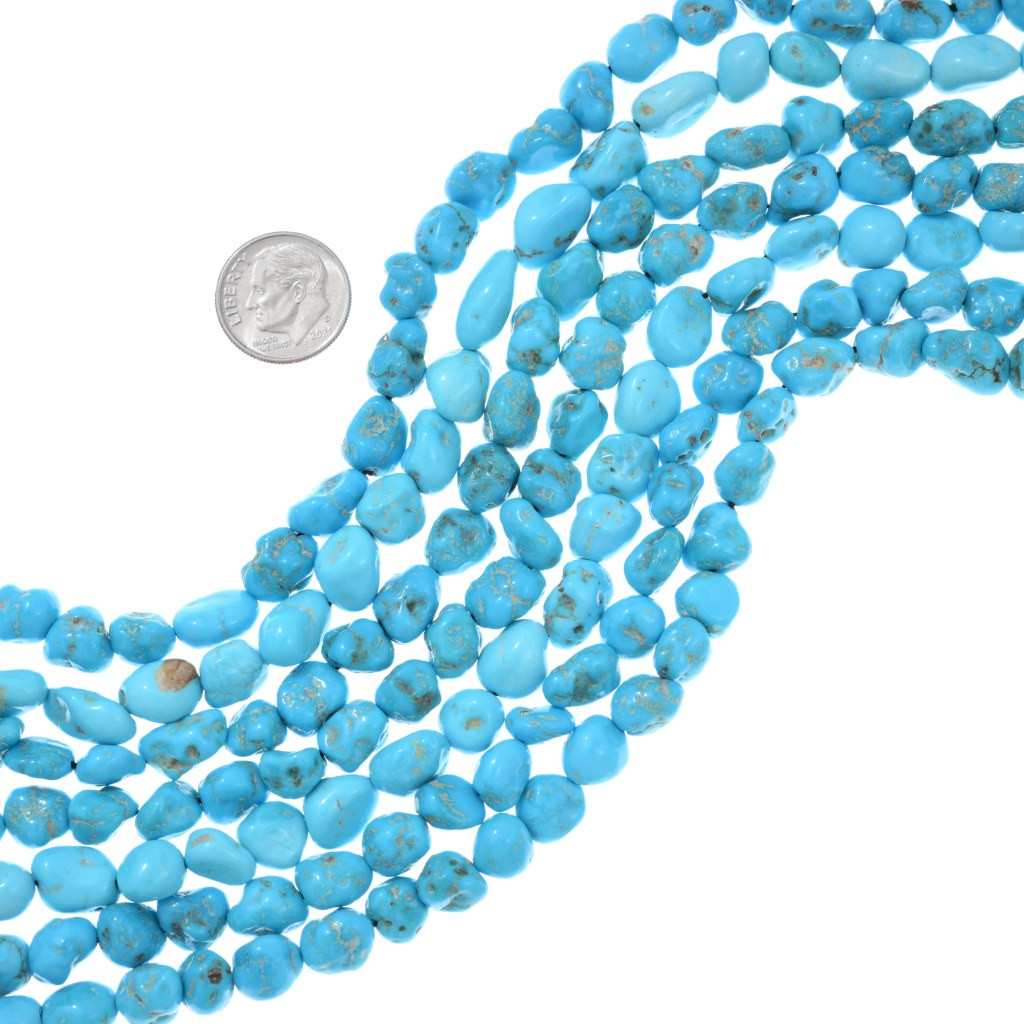 Natural Sleeping Beauty Deep Blue Turquoise Nugget Beads 8mm 37917